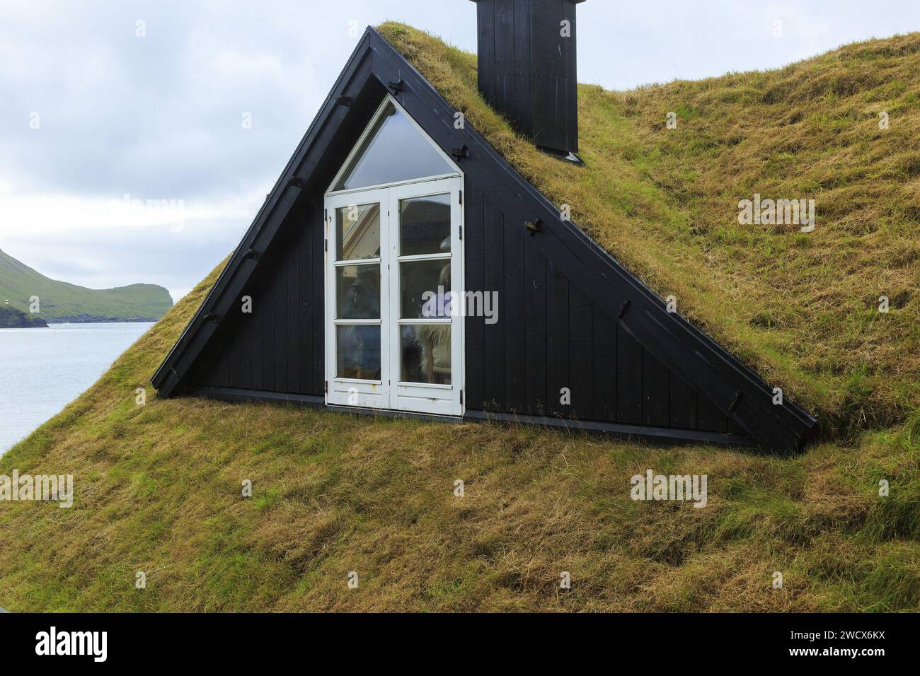 Denmark, Faroe Islands, island of Vagar, Bour, traditional house in the ...