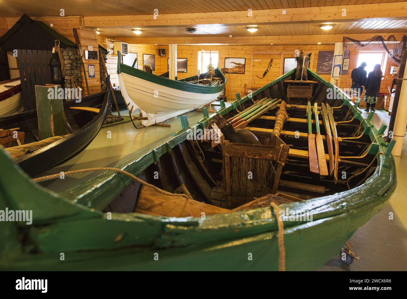 Denmark, Faroe Islands, Eysturoy island, Leirvik, Batasavn museum, boat ...