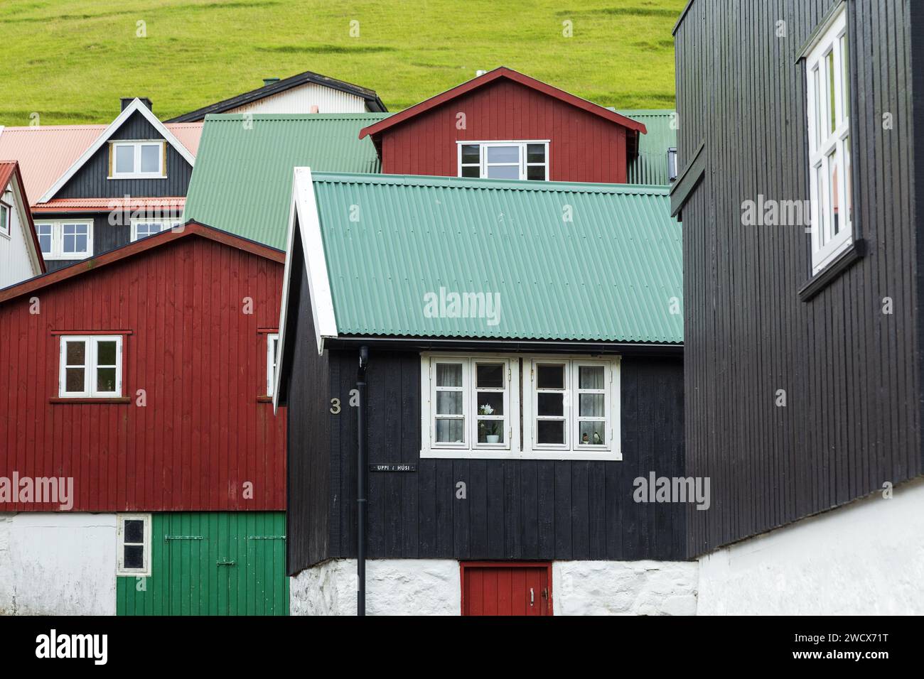 Denmark, Faroe Islands, Streymoy island, Kvivik, the village Stock ...