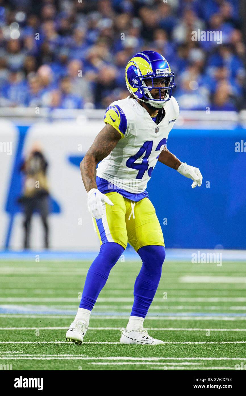 Los Angeles Rams safety John Johnson III (43) pursues a play against the Detroit Lions during an ...