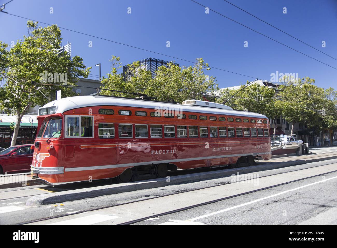 United States, California, San Francisco, Castro district, old tram of ...