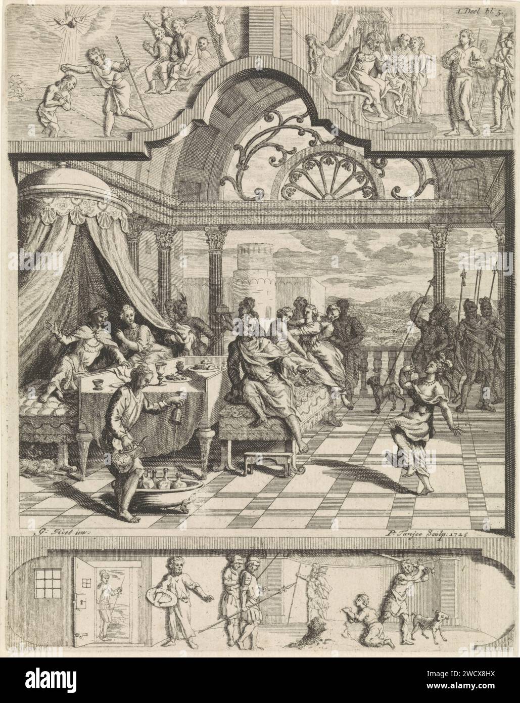Salome dances for Herod, Pieter Tanjé, after Gerard Hoet (I), 1728 ...