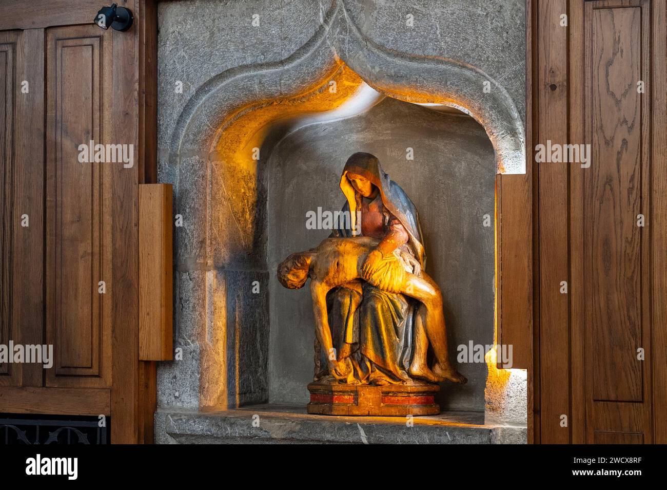 Wooden statue from chapel hi-res stock photography and images - Alamy