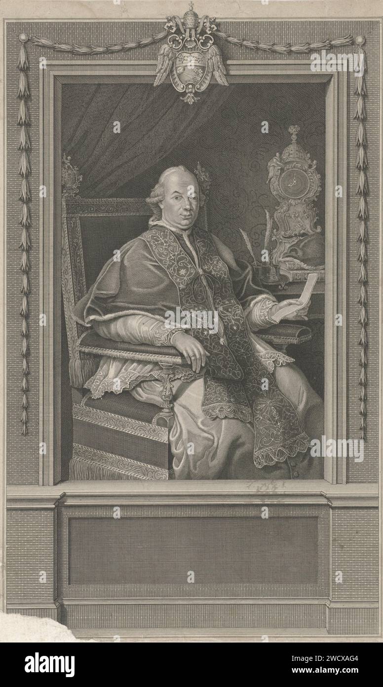 Portrait of Pope Pius VI, Noah van der Meer (II), 1792 print Portrait ...