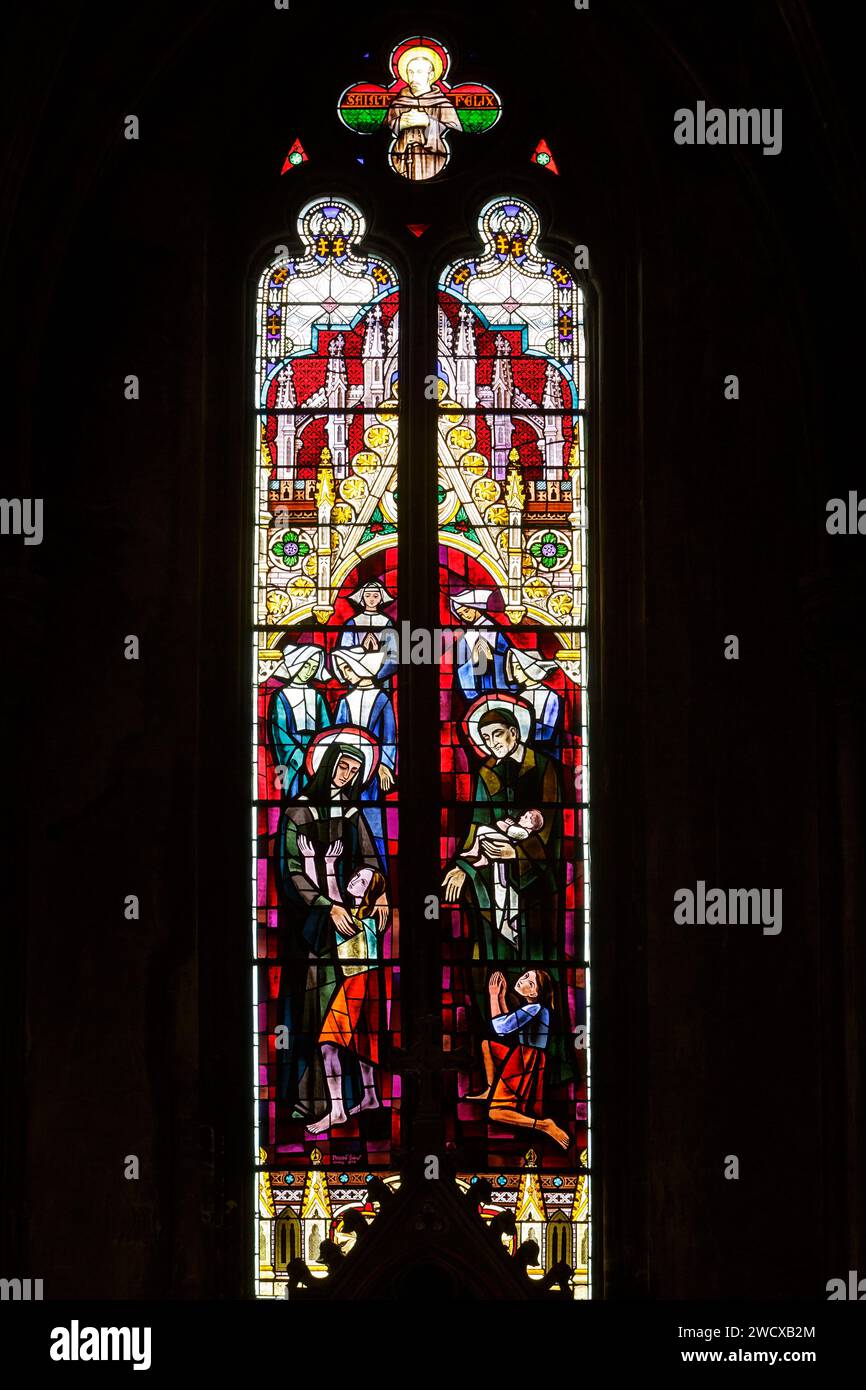 France, Meurthe et Moselle, Nancy, Saint Leon church in neogothic style ...
