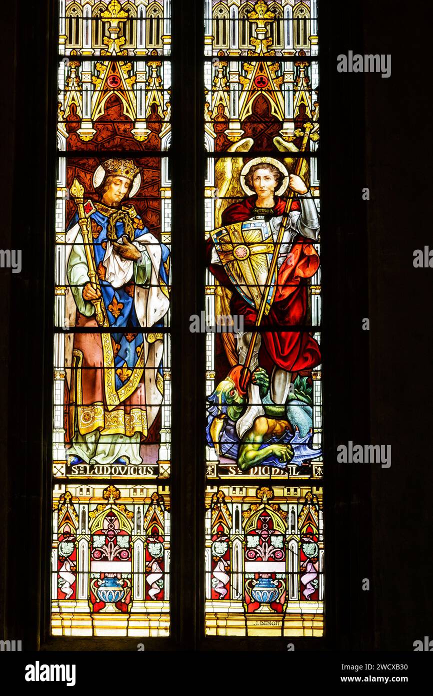 France, Meurthe et Moselle, Nancy, Saint Leon church in neogothic style ...