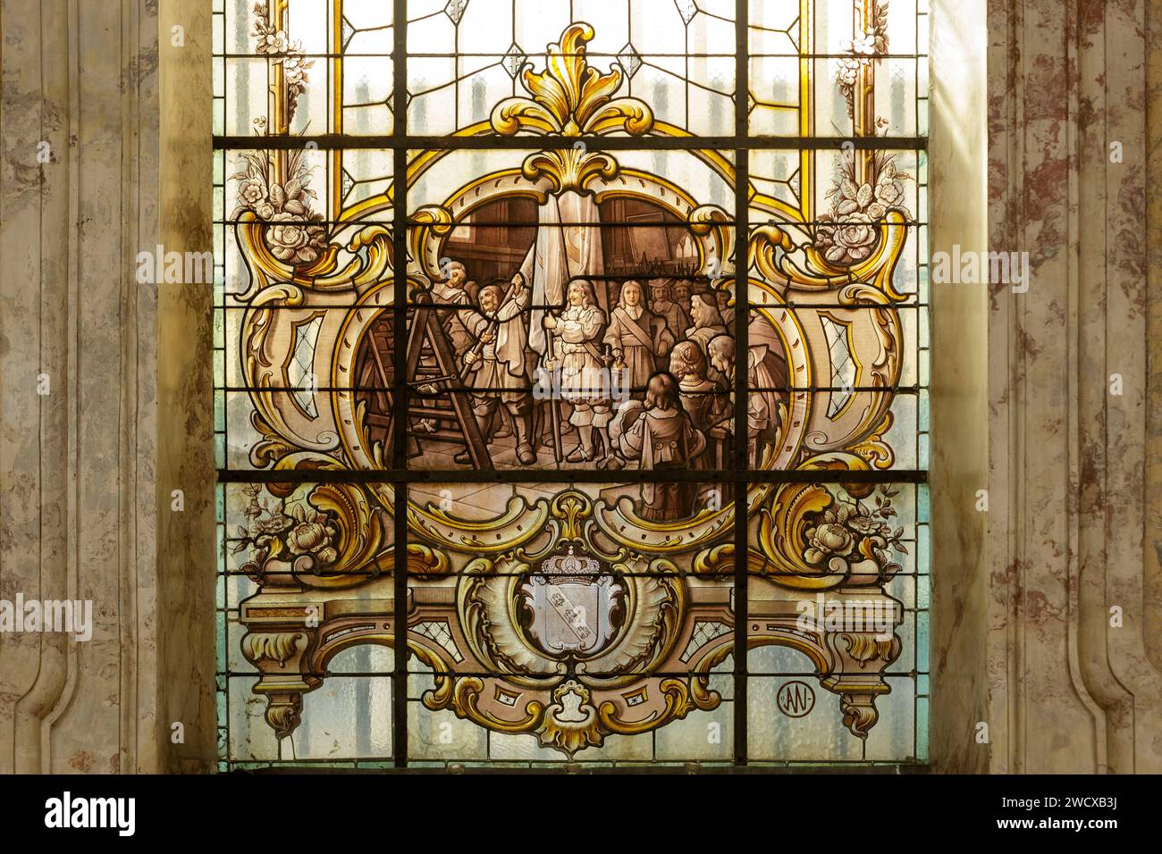 France, Meurthe et Moselle, Nancy, stained glass window painted in ...