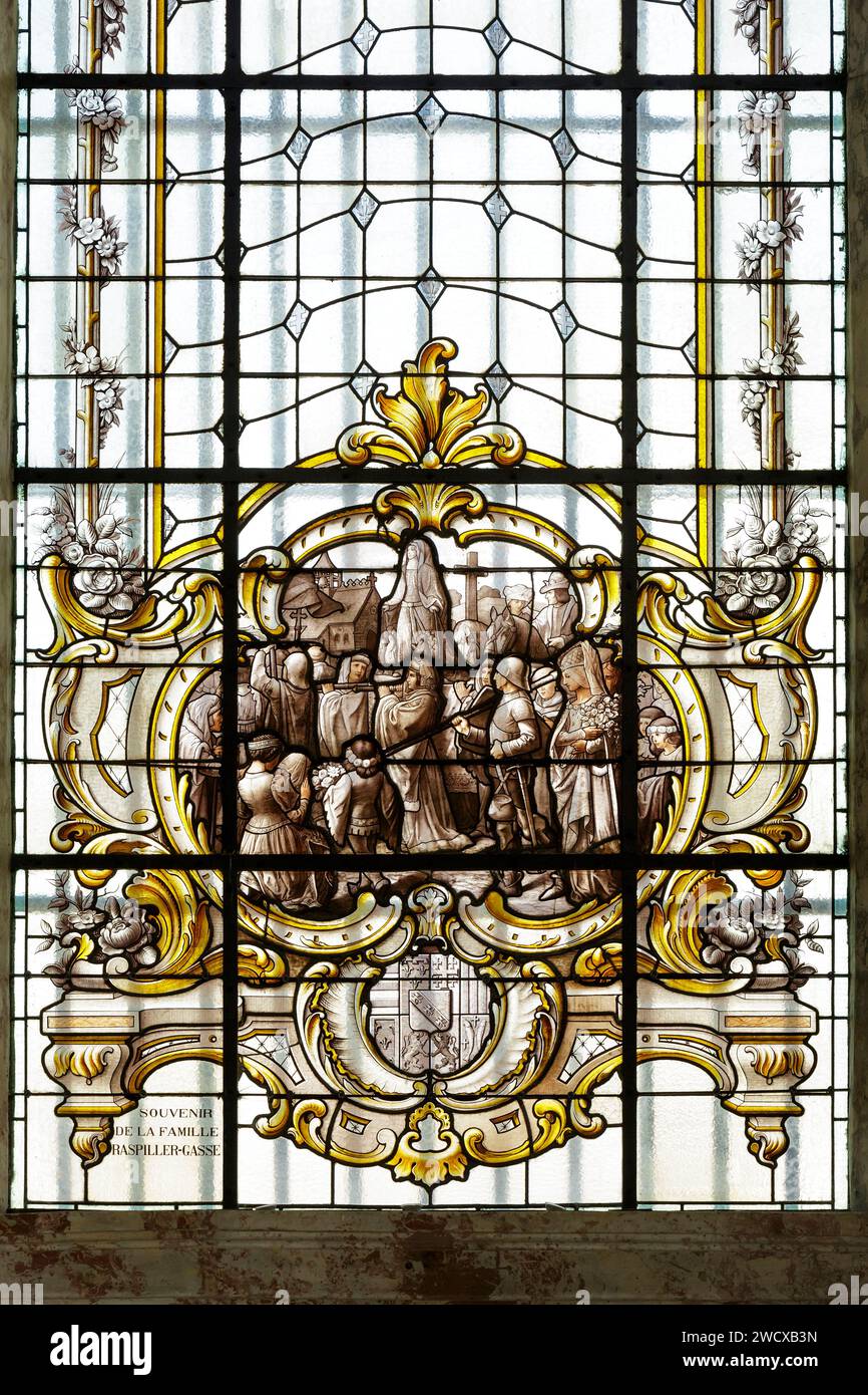 France, Meurthe et Moselle, Nancy, stained glass window painted in ...