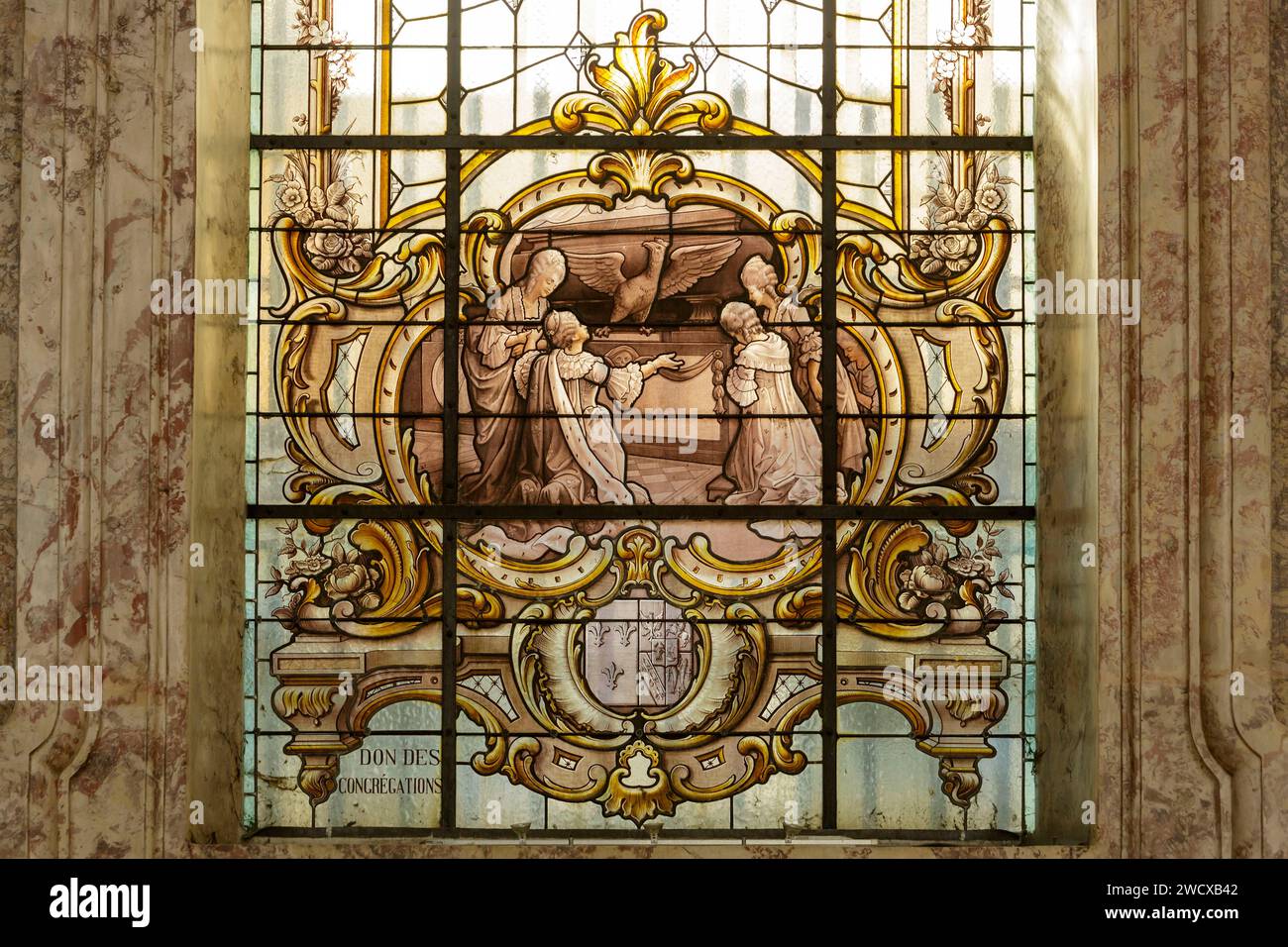 France, Meurthe et Moselle, Nancy, stained glass window painted in ...