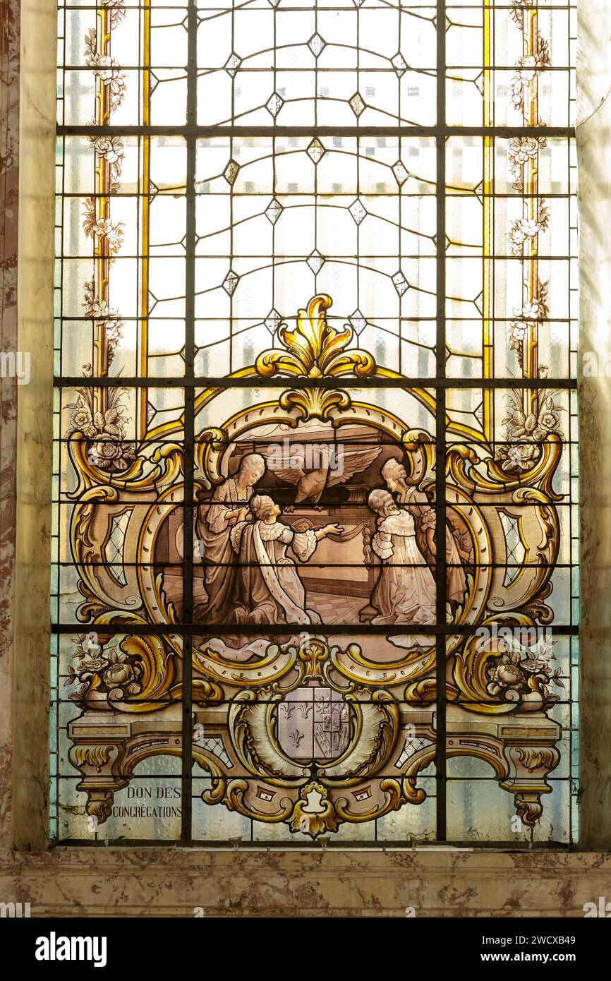 France, Meurthe et Moselle, Nancy, stained glass window painted in ...