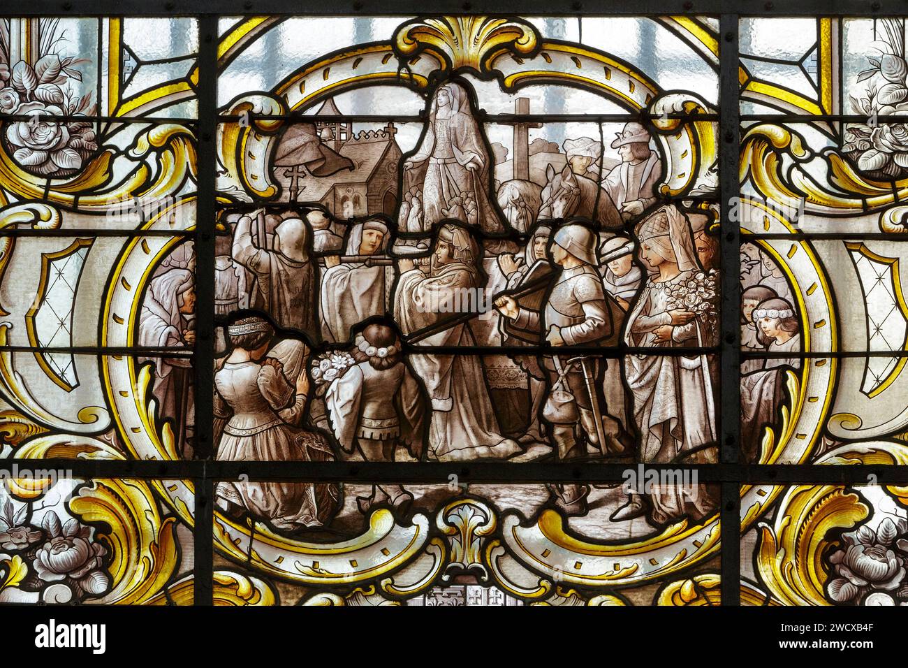 France, Meurthe et Moselle, Nancy, stained glass window painted in ...