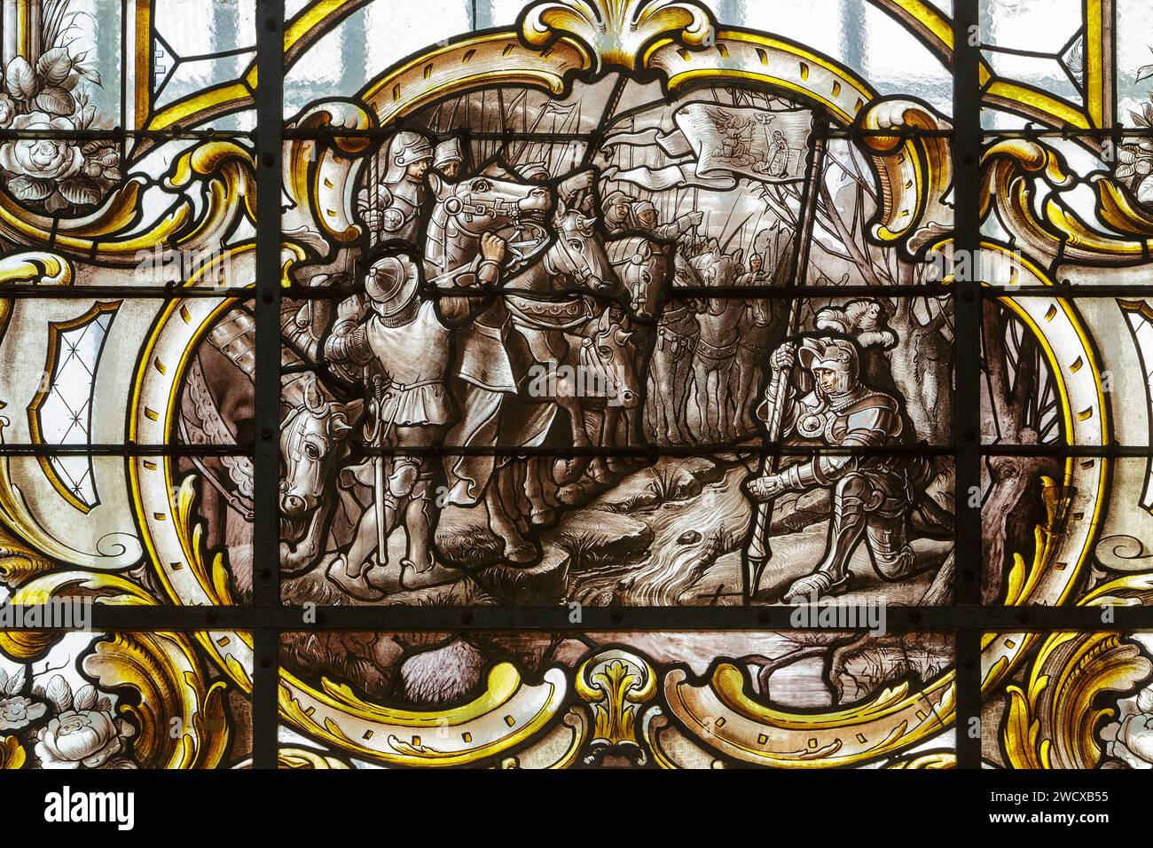 France, Meurthe et Moselle, Nancy, stained glass window painted in ...