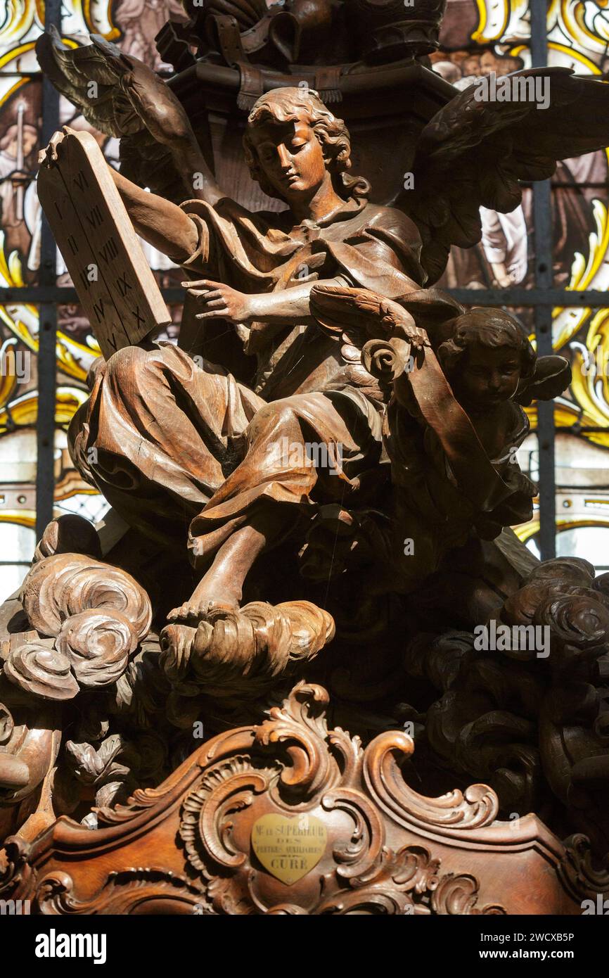 France, Meurthe et Moselle, Nancy, detail of a sculpture on a ...