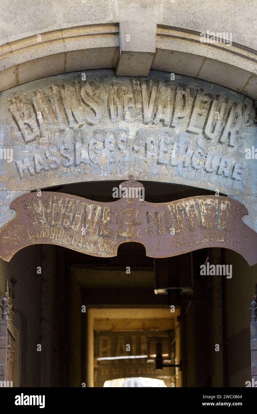 France, Meurthe et Moselle, Nancy, old sign of steam bath closed today ...