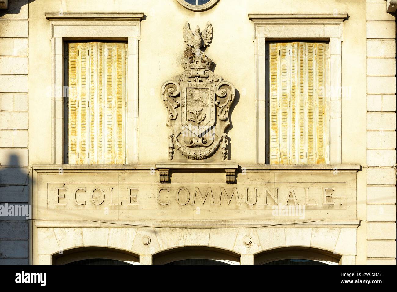France, Meurthe et Moselle, Nancy, facade of Victor Hugo primary school ...