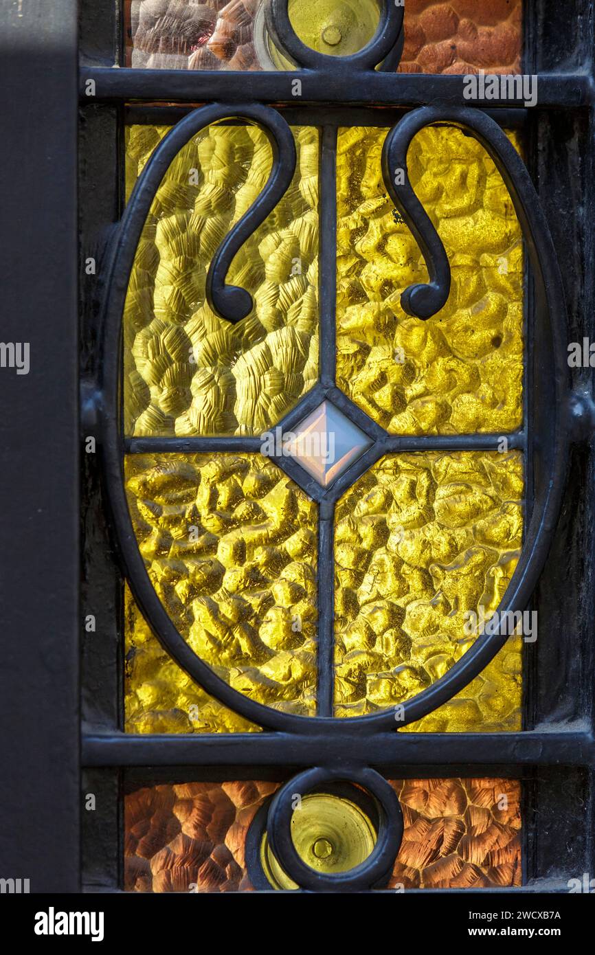 France, Meurthe et Moselle, Nancy, detail of the stained glass window ...