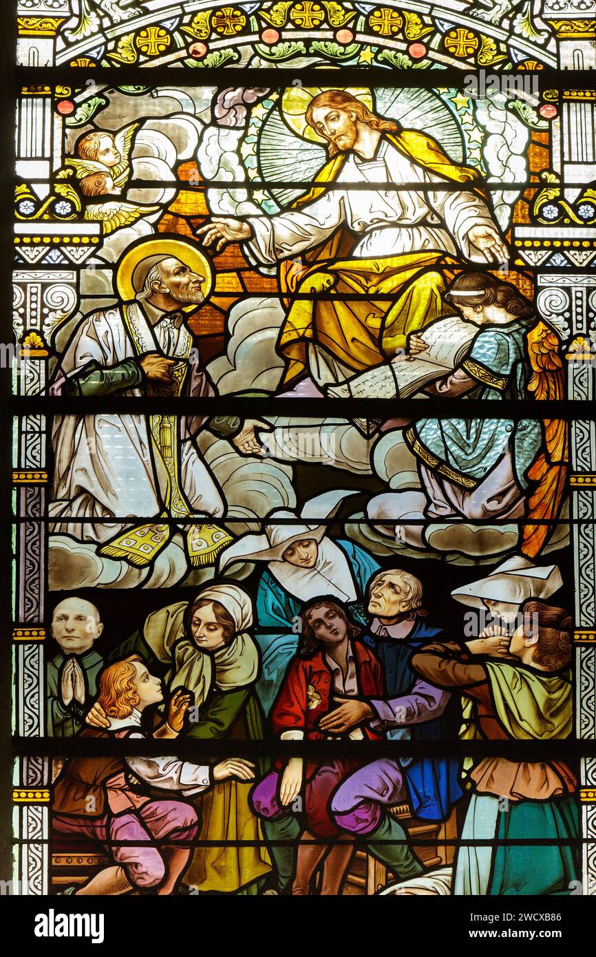 France, Meurthe et Moselle, Nancy, stained glass window made by master ...