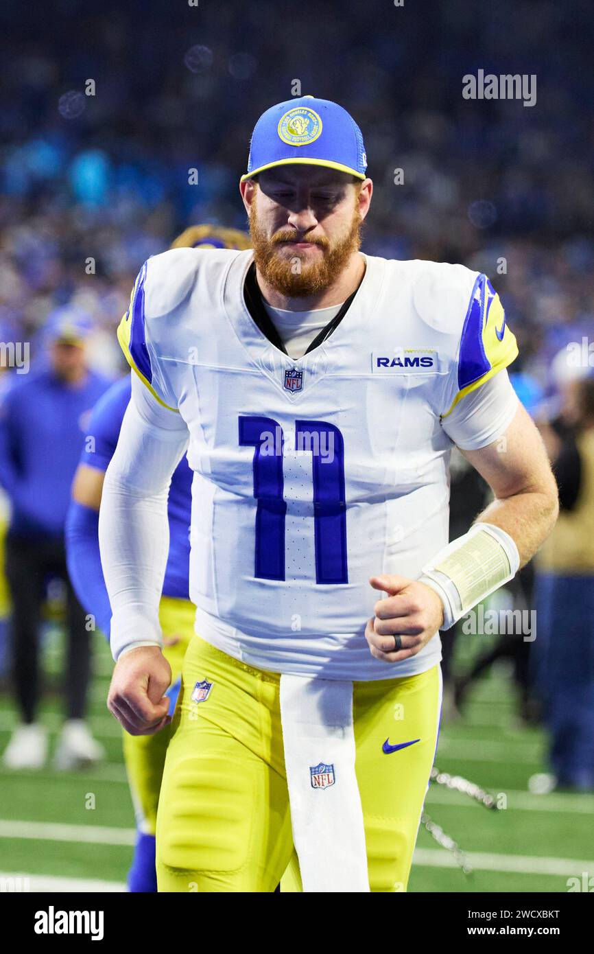 Los Angeles Rams quarterback Carson Wentz (11) walks off the field ...