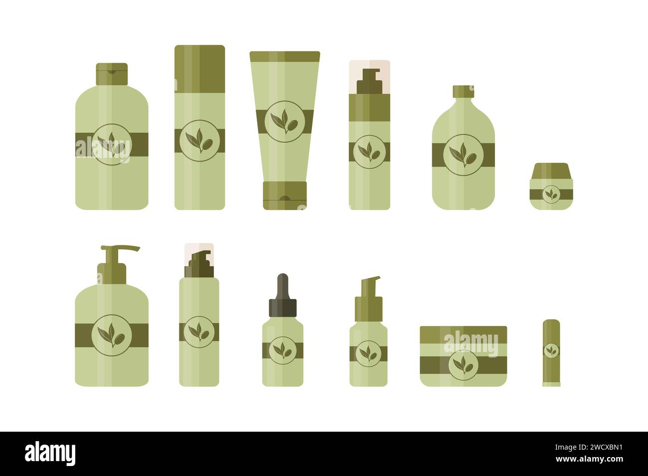 Big set of cosmetic products for beauty and skin care. Bottles and ...