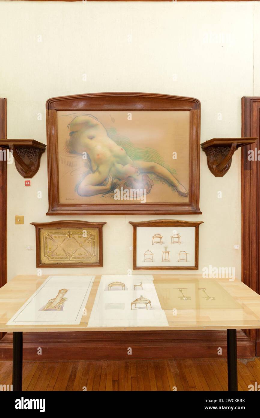 France, Meurthe et Moselle, Nancy, painting and drawing of furnitures ...