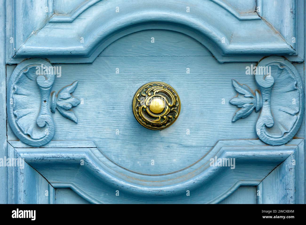 France, Meurthe et Moselle, Nancy, detail of the door of an apartment ...