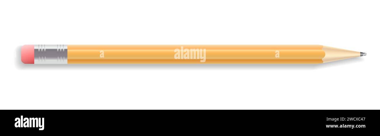 Realistic drawing pencil with rubber end. Sharpened detailed graphic ...