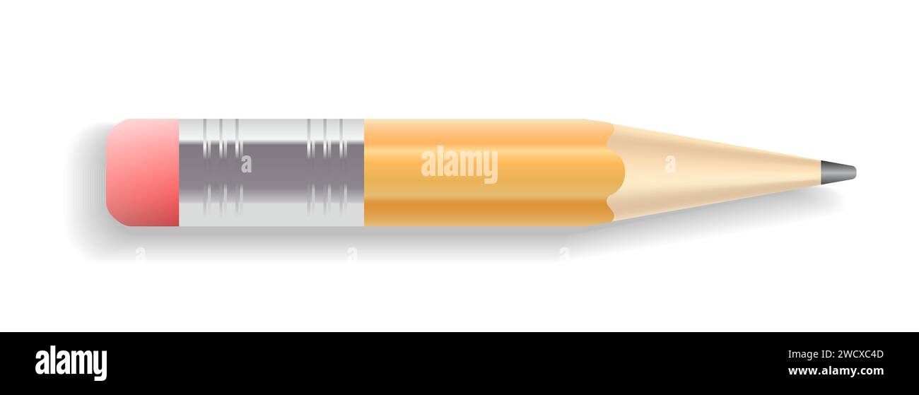 Realistic drawing pencil with rubber end. Sharpened detailed graphic ...