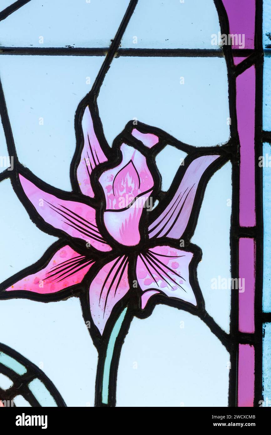 France, Meurthe et Moselle, Nancy, stained glass window of the winter ...