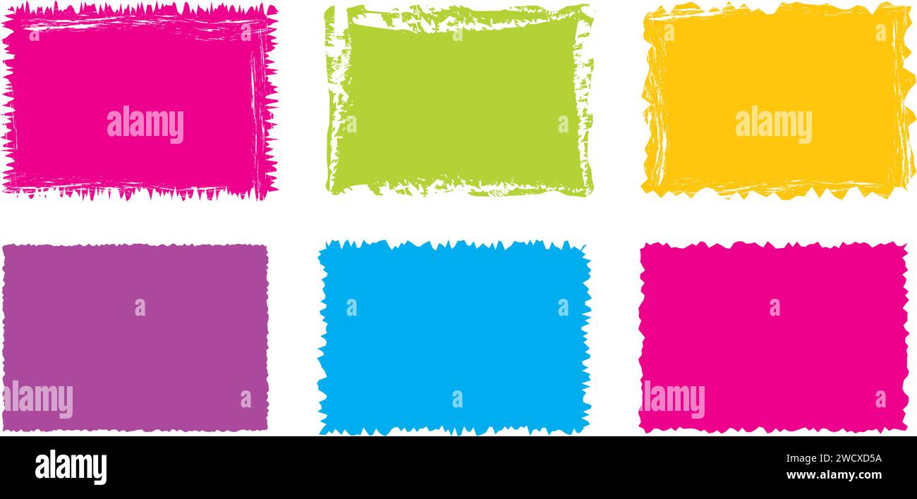 Jagged rectangle. Bright color simple shapes. Rectangle paper template ...