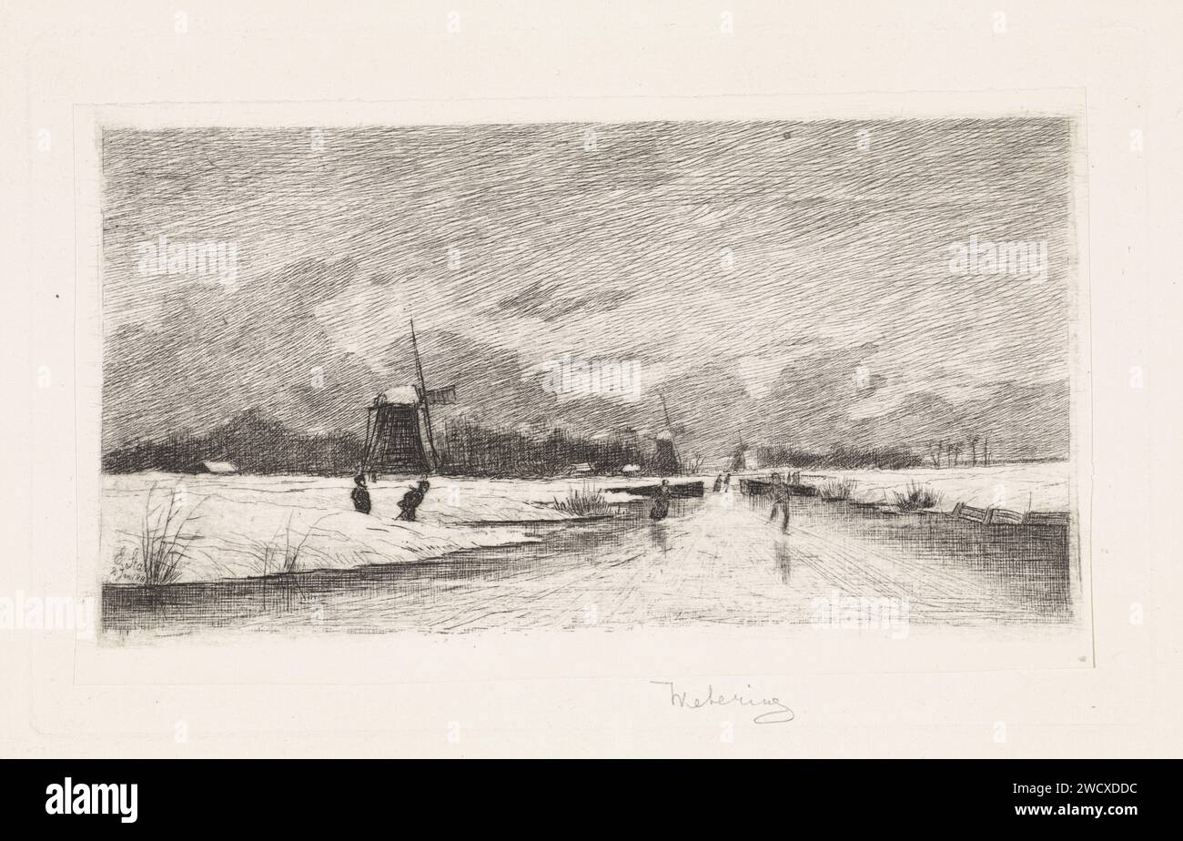 Skaters in a Dutch landscape, Elias Stark, 1887 print Skaters on a ...