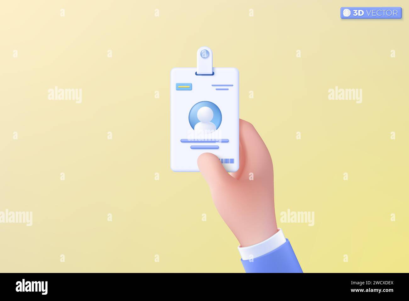 3d employee or reporter card with photo icon symbol. plastic, badge ...