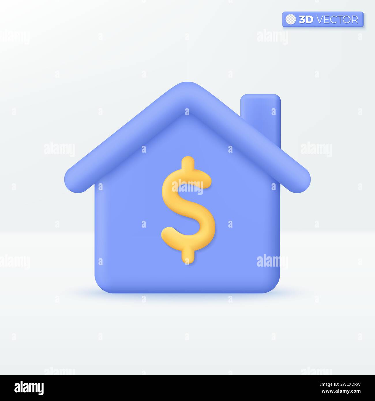 3d House and dollar symbol icon. Trendy Smart Home, Real estate, loan ...