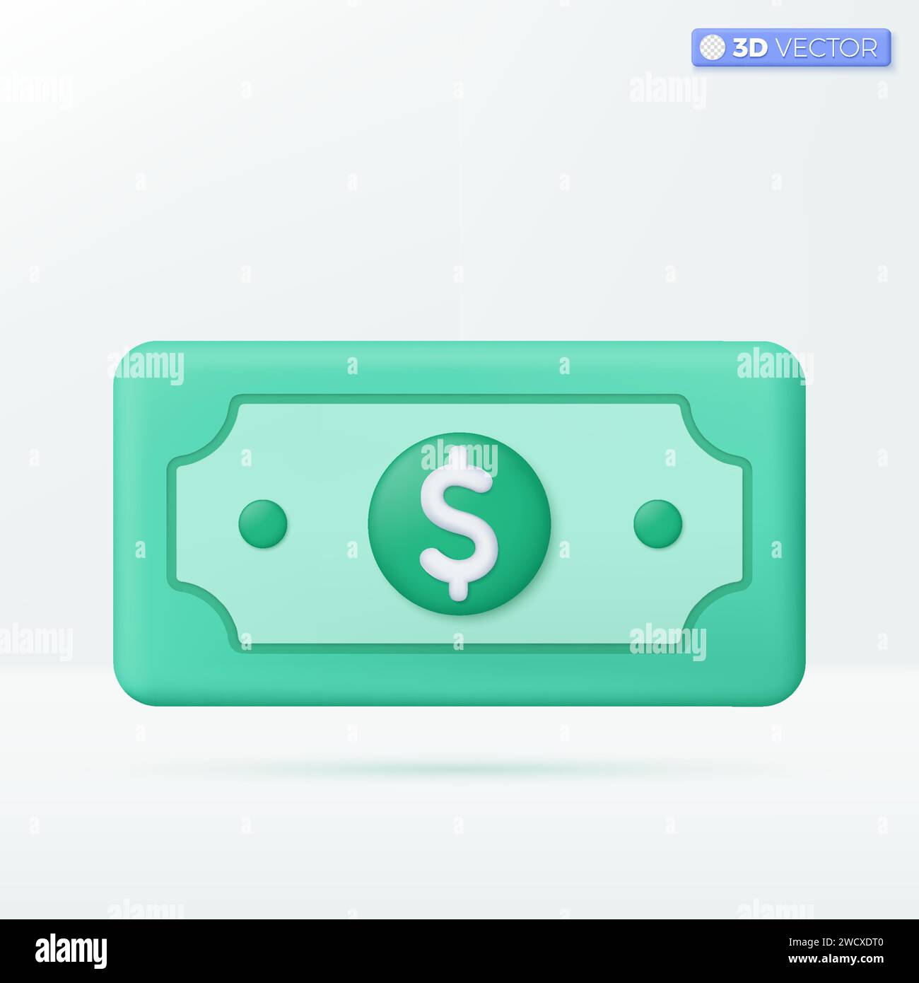 3d dollar bill icon symbol. green paper bill, Cash, interest rate ...