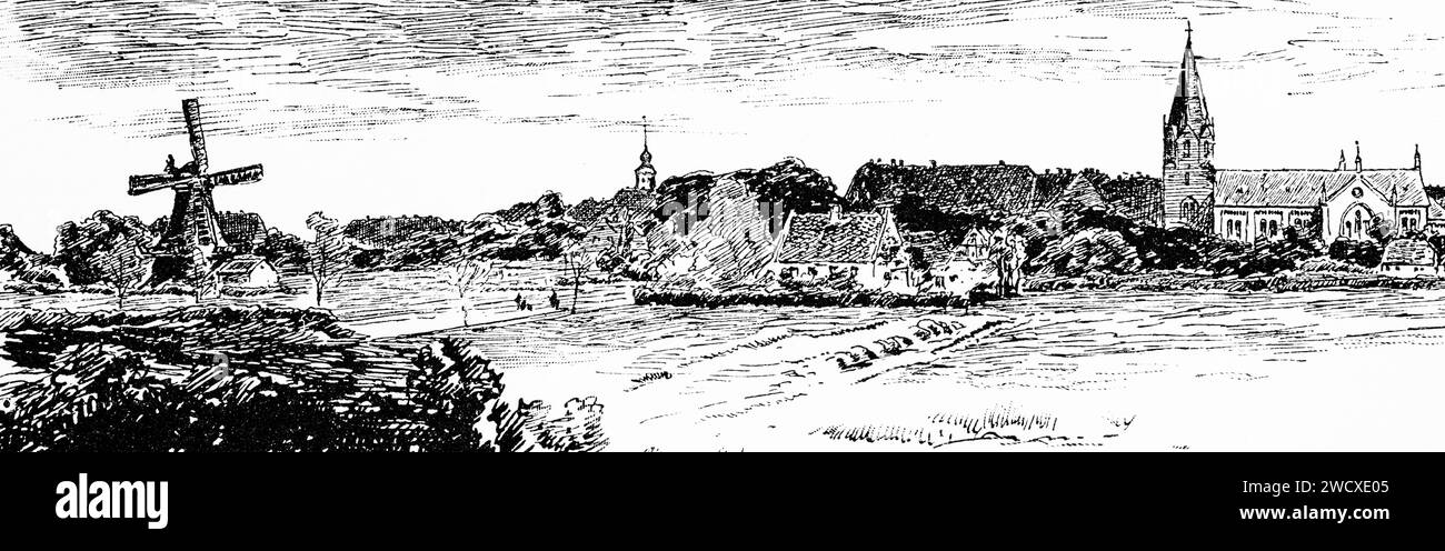 Country town of Christiansfeld, Prussian landscape end 19th century ...