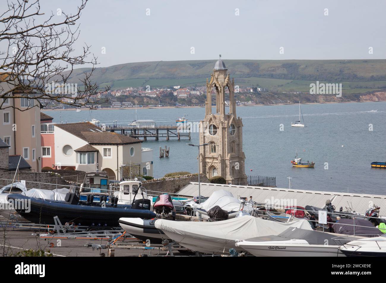 Views of Wellington Clock Tower at Peveril Point in Swanage, Dorset in ...