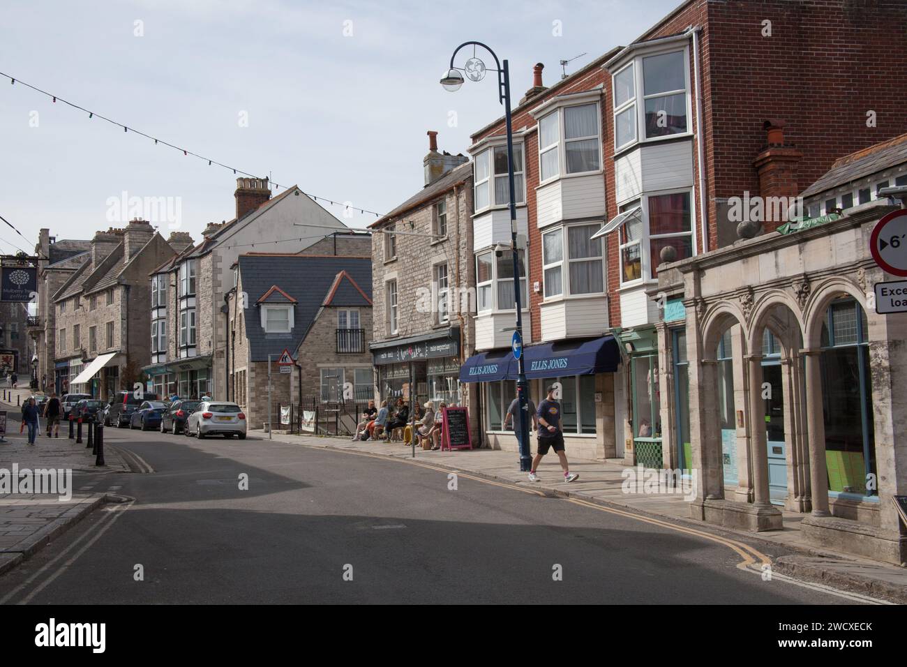 Rows of shops in Swanage, Dorset in the UK Stock Photo - Alamy