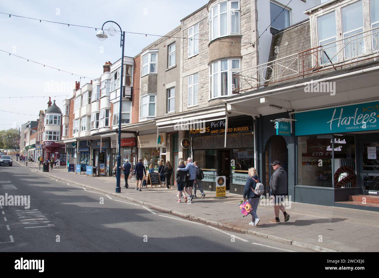 Rows of shops in Swanage, Dorset in the UK Stock Photo - Alamy