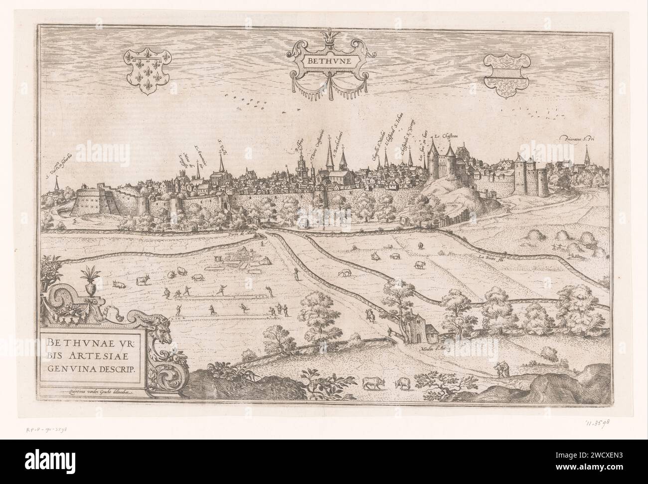 View of Béthune, Anonymous, 1588 print View of the city of Béthune. The ...