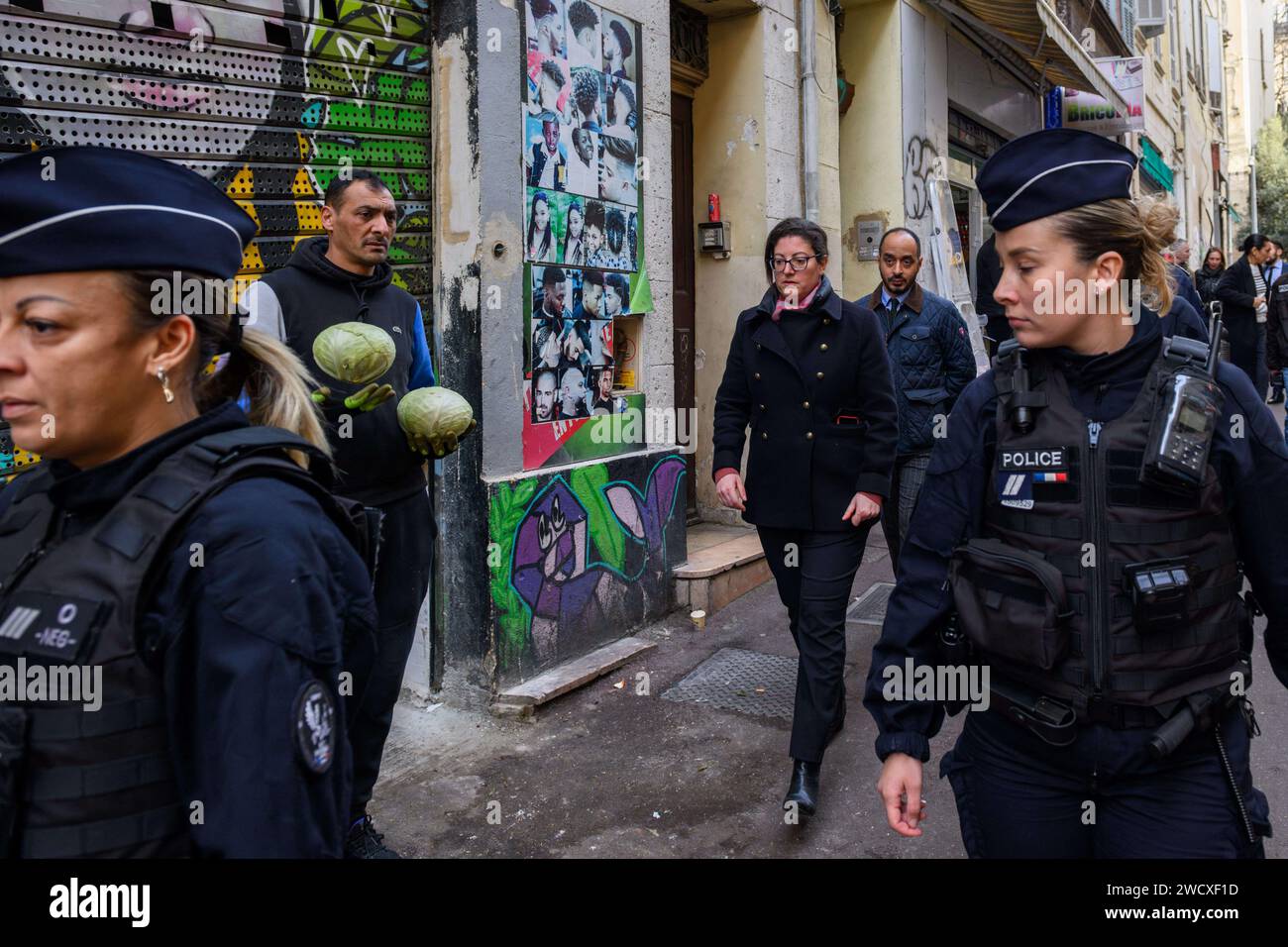 Marseille, France. 16th Jan, 2024. Frederique Camilleri (C), (Bouches ...