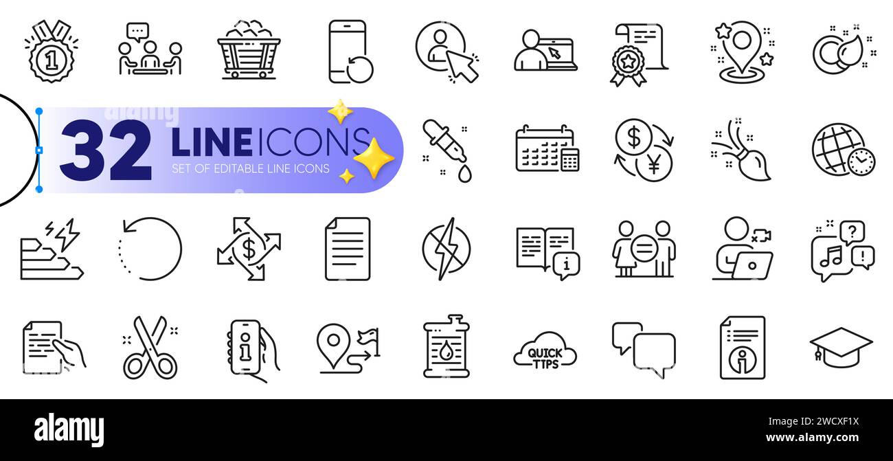 Outline Set Of Hold Document Manual And Approved Line Icons For Web App Vector Stock Vector