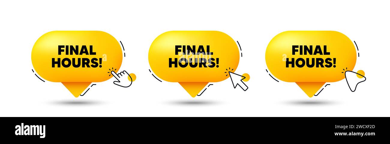 Final hours sale. Special offer price sign. Click here buttons. Vector ...