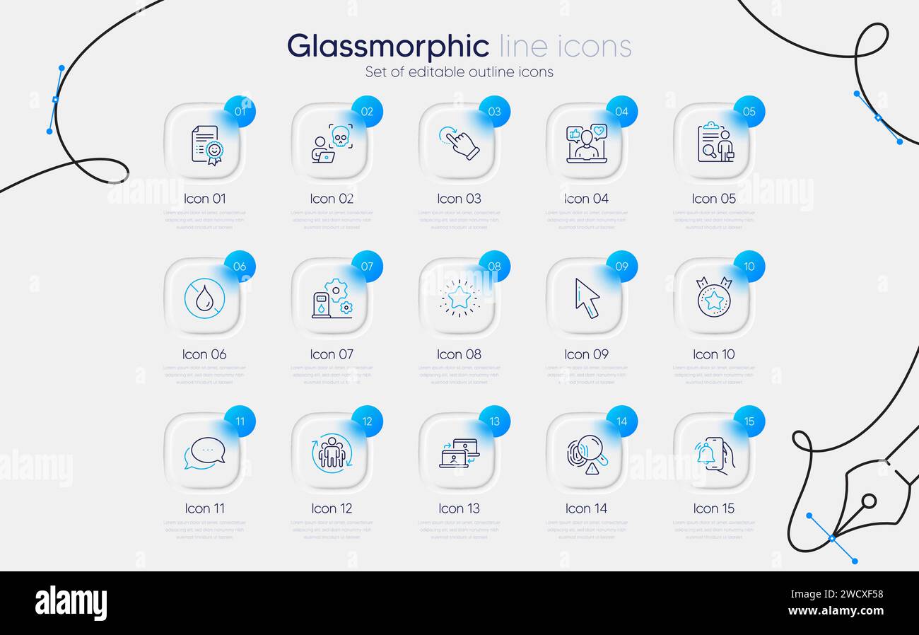Set of Fingerprint, Outsource work and Inspect line icons for web app. Pictogram icon. Vector ...