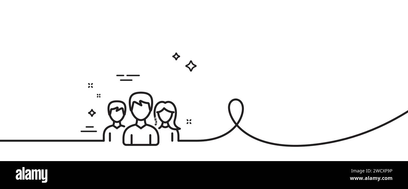 Group line icon. Users or Teamwork sign. Continuous line with curl. Vector Stock Vector Image ...