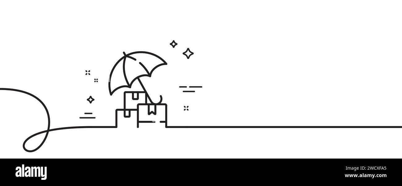 Delivery Insurance Line Icon Risk Management Sign Continuous Line With Curl Vector Stock 