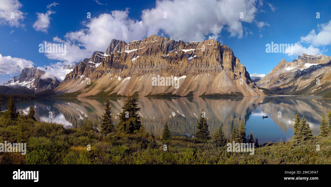 Panoramic view of Bow Lake in Banff National Park in Alberta, Canada ...