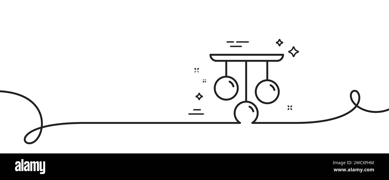 Ceiling lamp line icon. Fixture light sign. Continuous line with curl. Vector Stock Vector Image ...