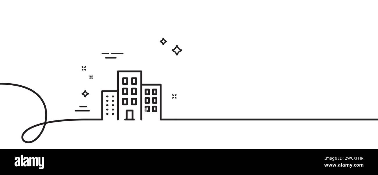 Buildings line icon. City apartments sign. Architecture building ...