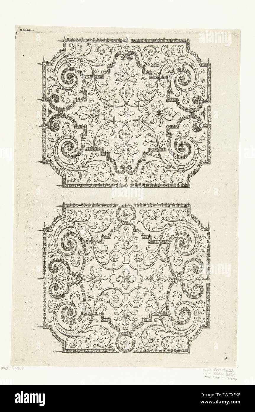 Plan of garden with two rectangular parterres, Anonymous, After Daniël ...