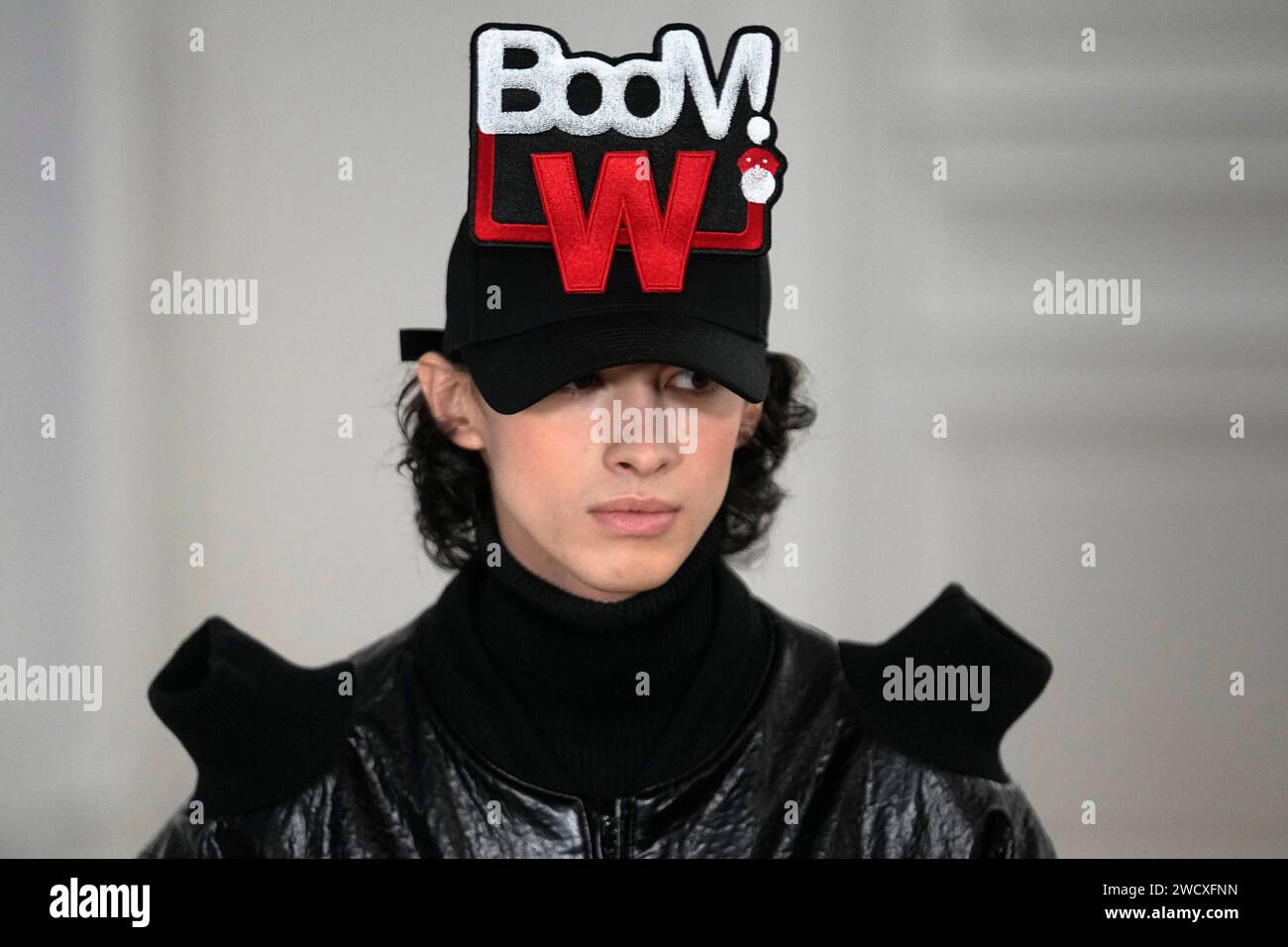 A model wears a creation for Walter van Beirendonck's Menswear ready-to ...