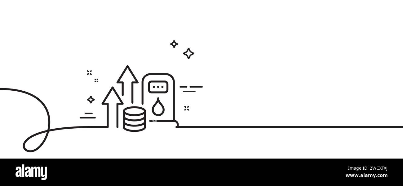Fuel prices line icon. Petrol price sign. Continuous line with curl ...